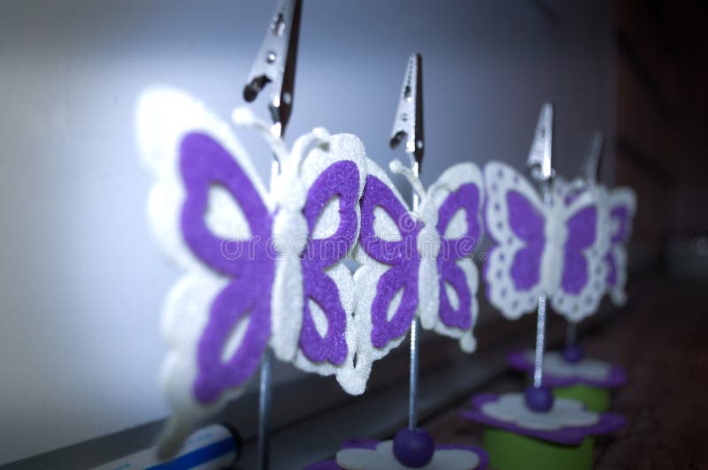 Purple Butterflies Clip Notes Stock Image - Image of office, memories ...