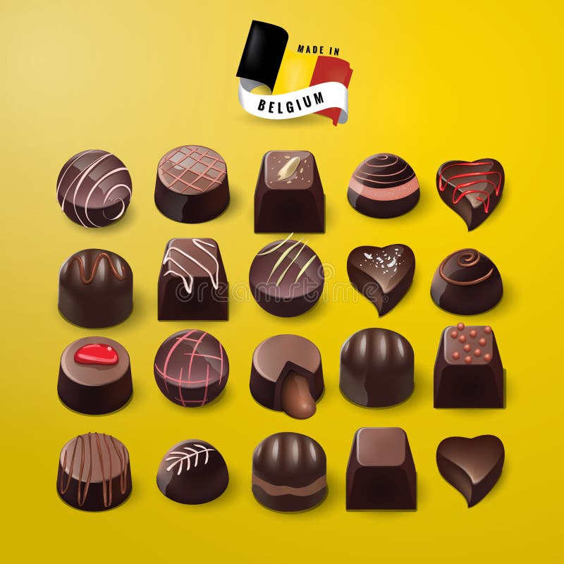 Made in Belgium Chocolates. Vector Illustration Decorative Design Stock ...