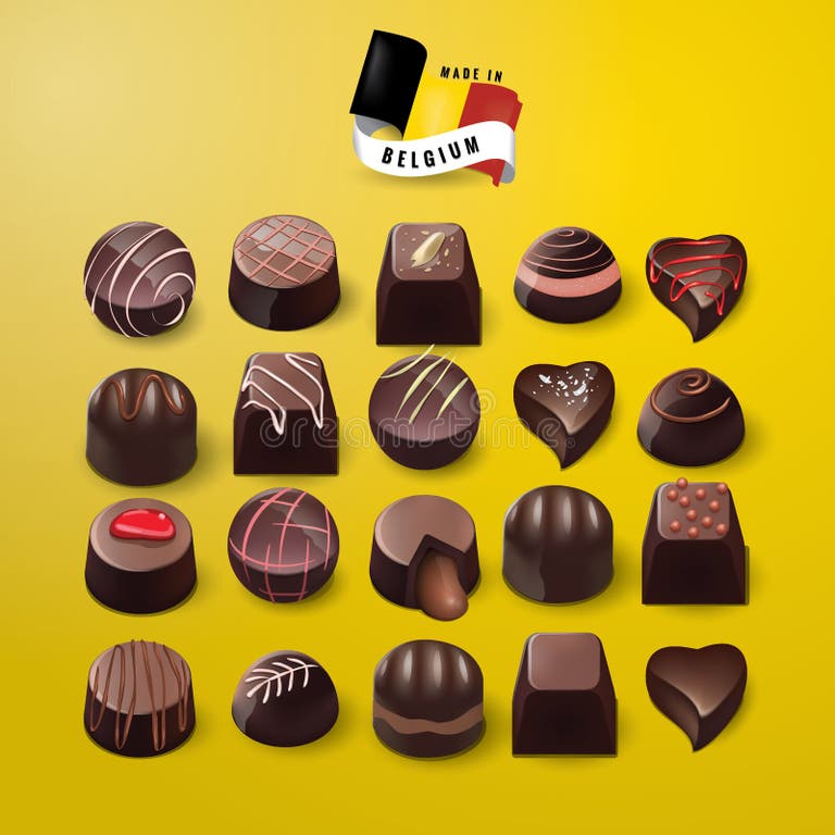 Made in Belgium Chocolates. Vector Illustration Decorative Design Stock ...
