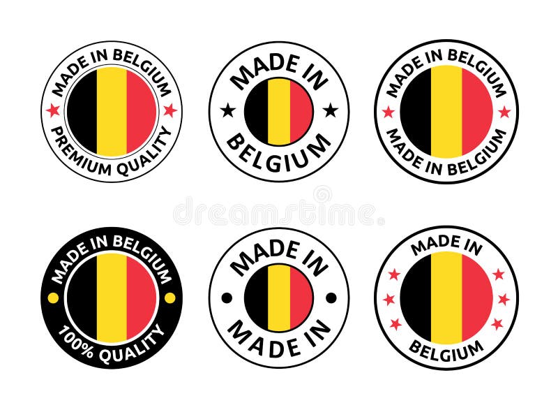 Made in Belgium Labels Set, Belgian Product Emblem Stock Vector ...