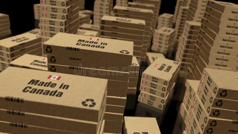 Made in Canada Box Pack Production Loop Animation Stock Video - Video ...