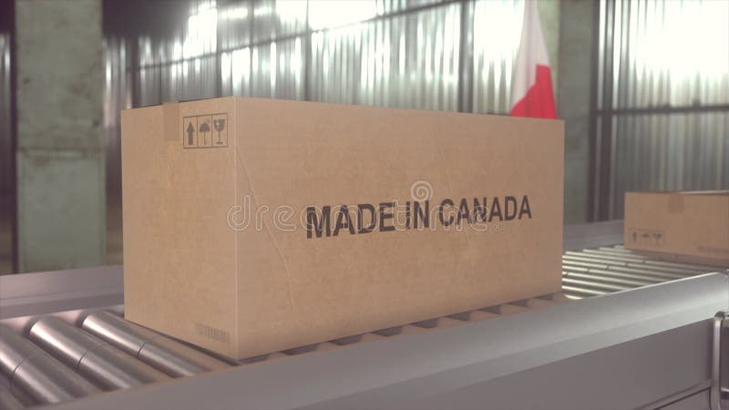 Made in CANADA Concept. Animated Loop of Manufacturing and Logistics ...