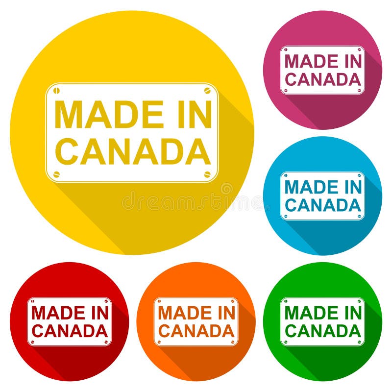 Made in Canada Icons Set with Long Shadow Stock Vector - Illustration ...