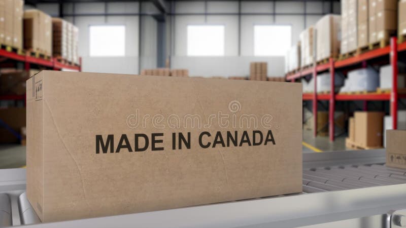 Made in CANADA Import and Export Concept. Cardboard Boxes with Product ...