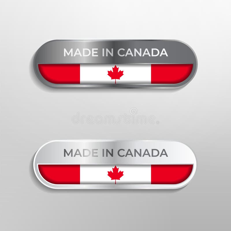 Made in Canada Label, Symbol or Logo Luxury Glossy Grey and White 3D ...