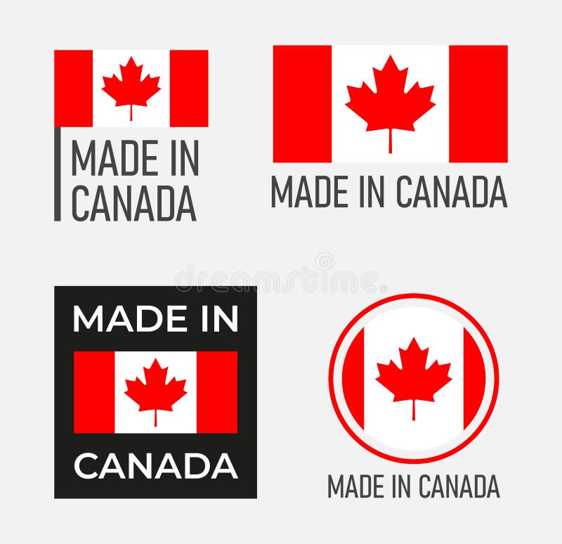 Made in Canada Labels, Canadian Product Emblems Set Stock Vector ...