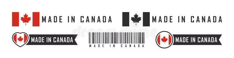 Made in Canada Logo or Labels. Canada Product Emblems Stock ...