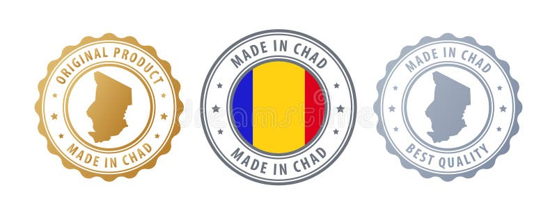 Made in Chad - Set of Stamps with Map and Flag. Best Quality Stock ...