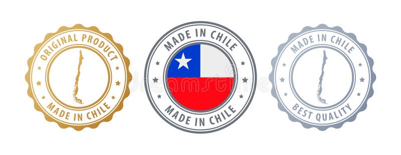 Made in Chile - Set of Stamps with Map and Flag. Best Quality Stock ...