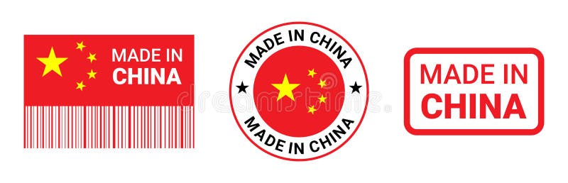 Made in China Flag Badge, Stamp and Barcode Vector Set Stock Vector ...