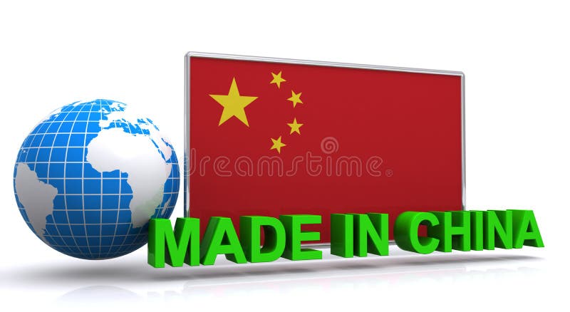 Made in China Graphic with Flag and Earth Stock Illustration ...
