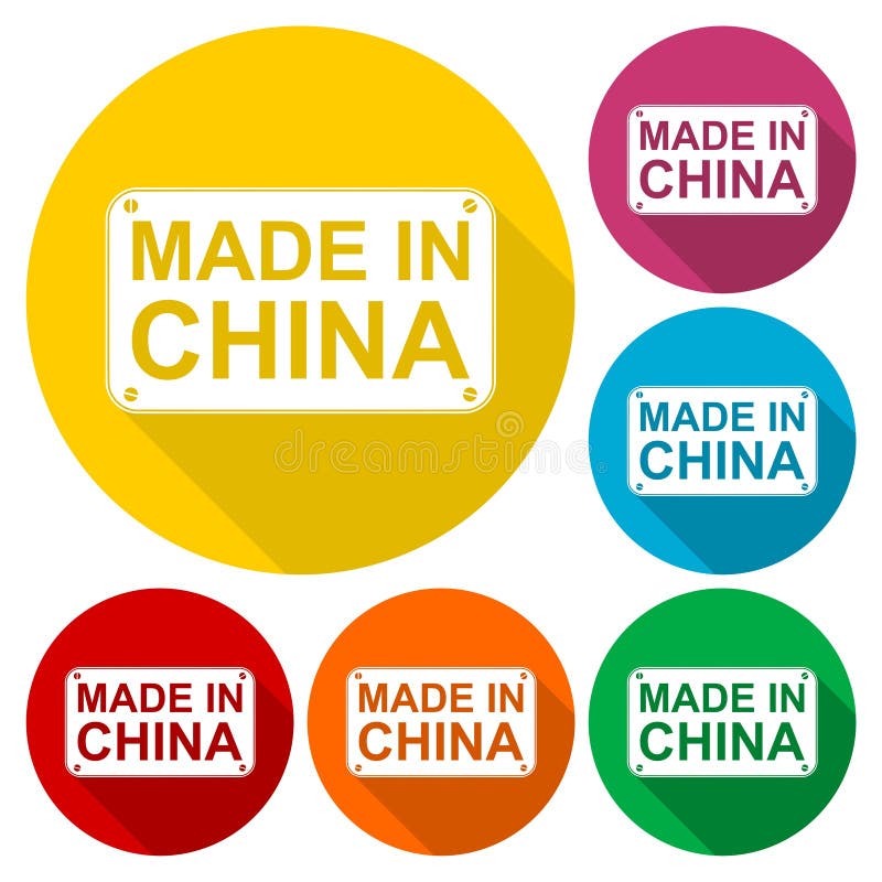 Made in China Icons Set with Long Shadow Stock Vector - Illustration of ...
