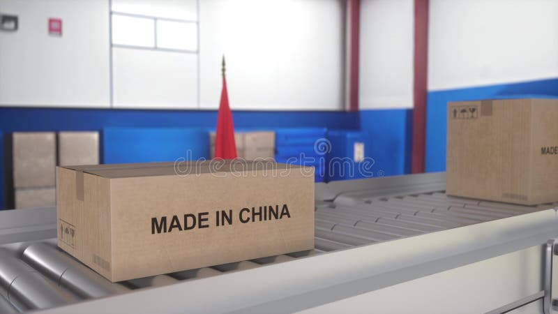 Made in China Import and Export Concept. Cardboard Boxes with Product ...