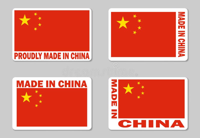 Made in China Label Sticker. Merchandise Tag with Chinese Flag, Vector ...