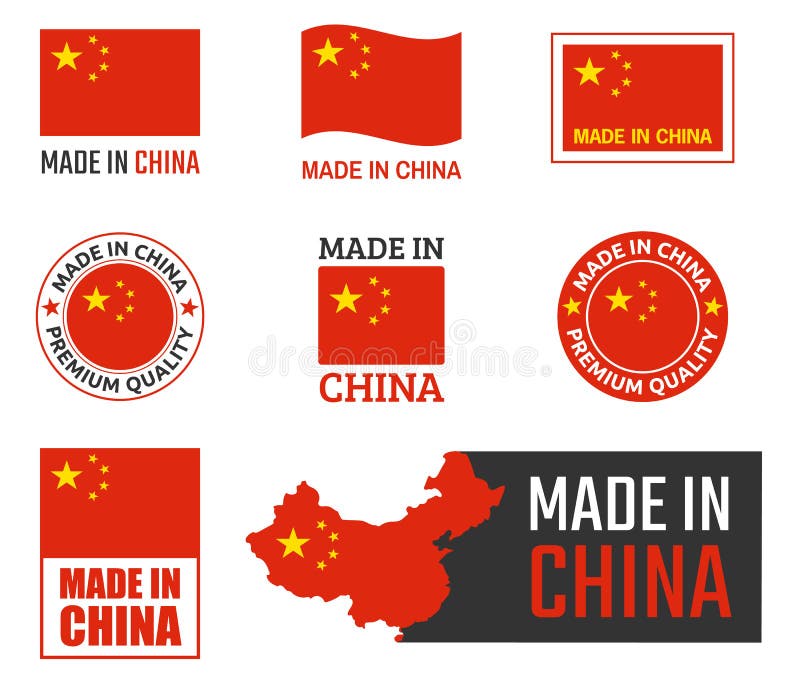 Made in China Icon Set, Chinese Product Labels Stock Vector ...