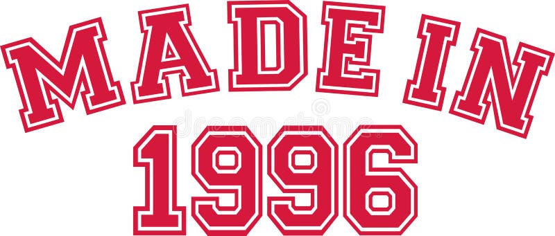 1996 Year college font stock illustration. Illustration of character ...