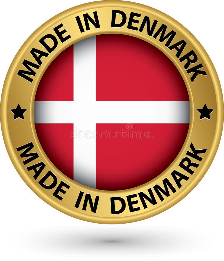 Made in Denmark Gold Label with Flag, Vector Illustration Stock Vector ...