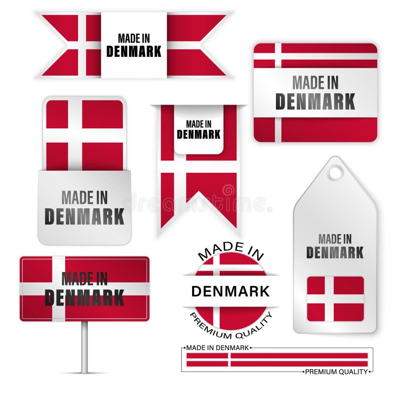 Made in Denmark Graphics and Labels Set Stock Vector - Illustration of ...