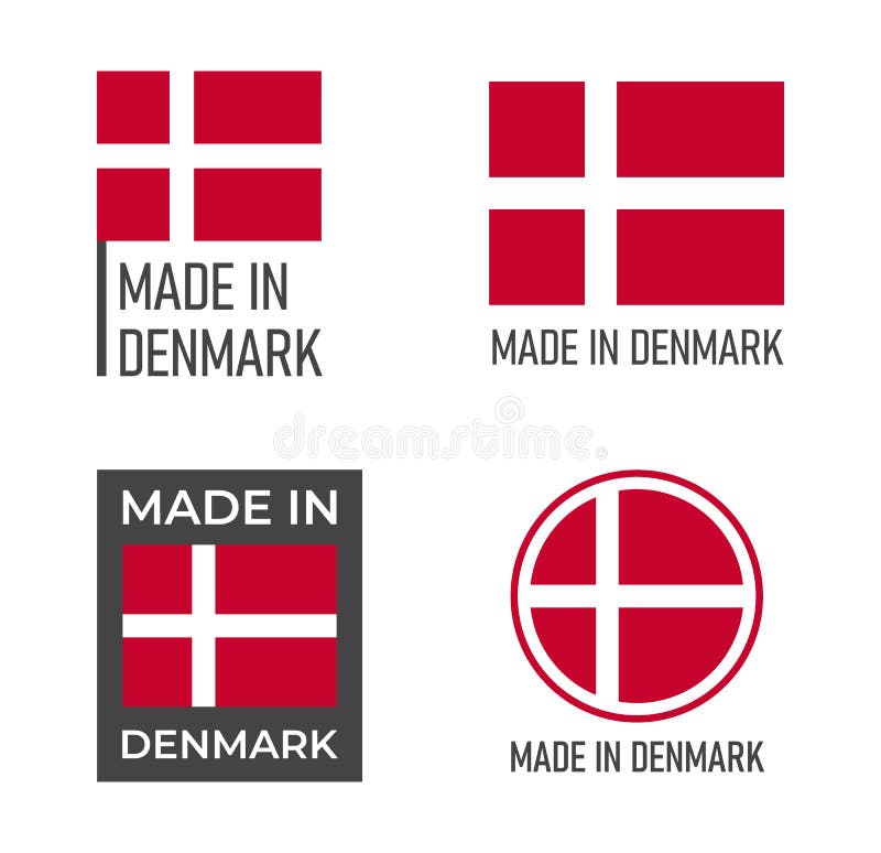 Made in Denmark Icon Set, Made in Kingdom of Denmark Product Labels ...