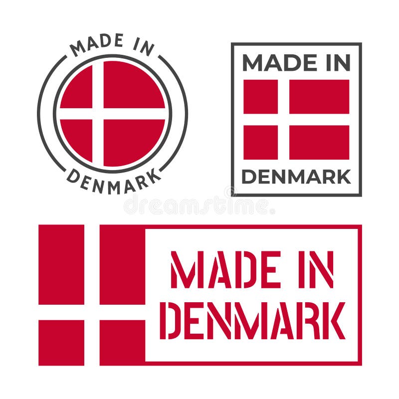 Made in Denmark Labels Set, Made in Kingdom of Denmark Product Emblem ...
