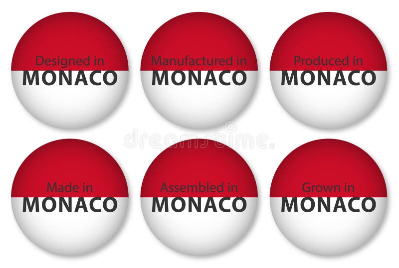 Made, Designed in Monaco, Flag Stickers, Vector Illustration Stock ...