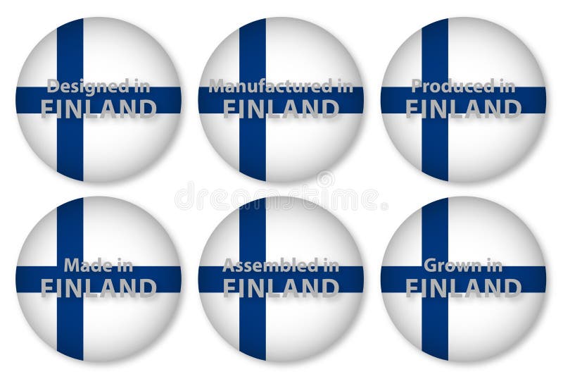 Made, Designed in Finland, Flag Stickers, Vector Illustration Stock ...