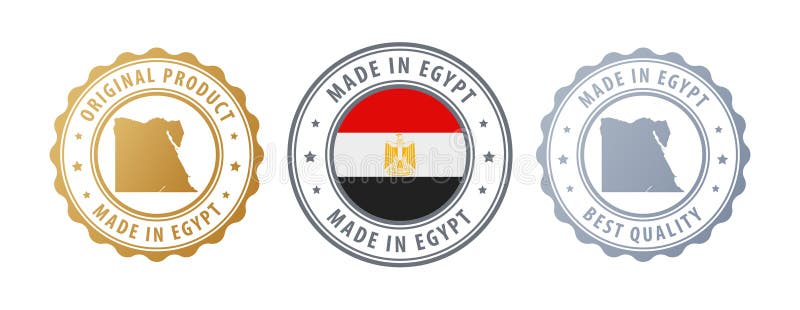 Made in Egypt - Set of Stamps with Map and Flag. Best Quality Stock ...