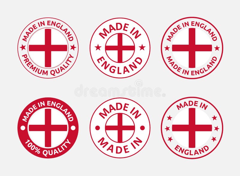 Made in England Labels Set, Made in England Product Emblem Stock Vector ...