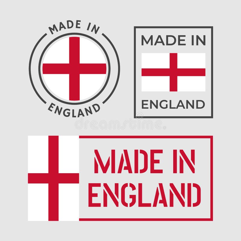Made in England Labels Set, Made in England Product Emblem Stock Vector ...