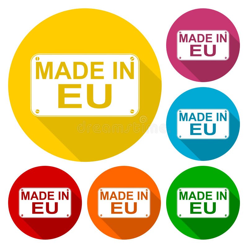 Made in EU Icons Set with Long Shadow Stock Vector - Illustration of ...