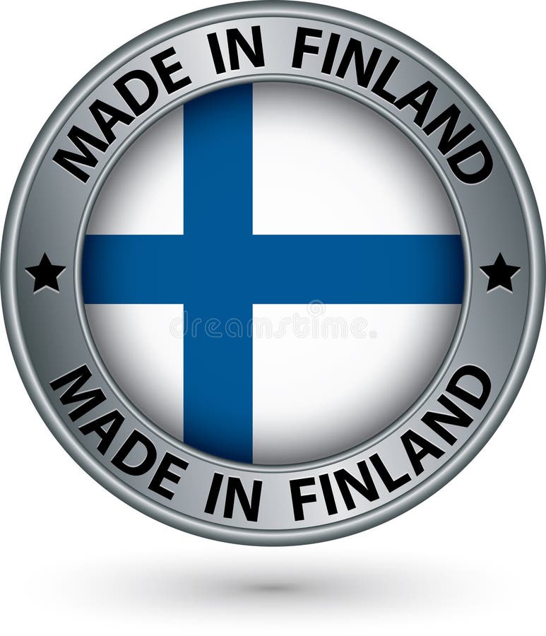Made in Finland Silver Label with Flag, Vector Illustration Stock ...