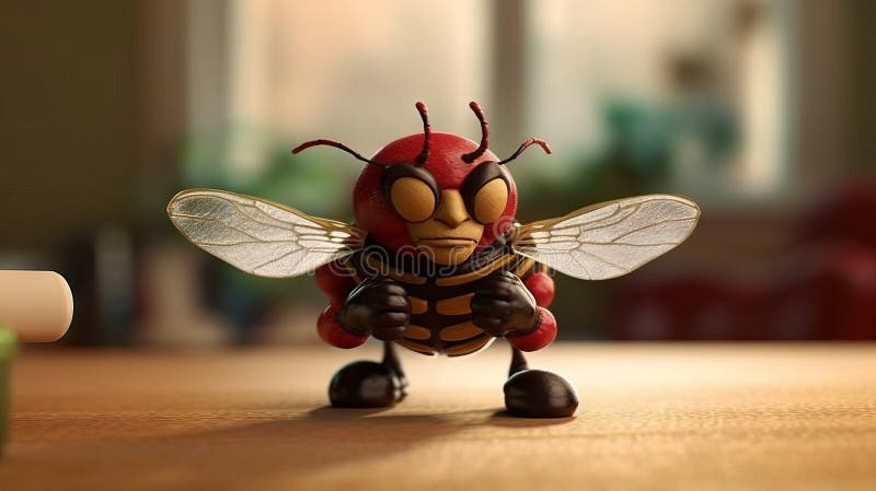 Angry Looking Cartoon Fly Standing on Table. Stock Illustration ...