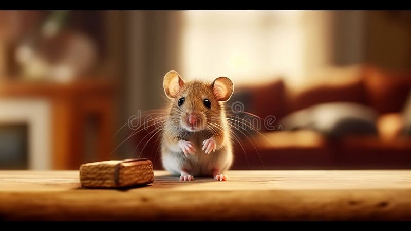Cute Mouse on Living Room Table. Stock Illustration - Illustration of ...