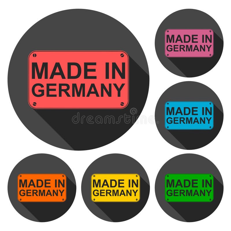 Made in Germany Icons Set with Long Shadow Stock Vector - Illustration ...