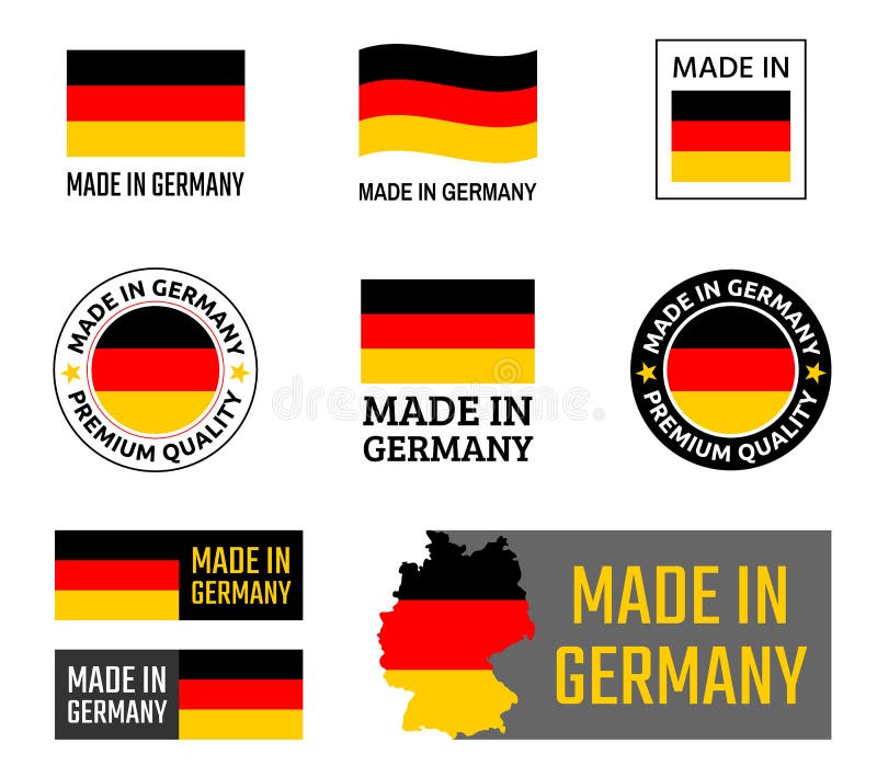Made in Germany Labels Set, German Product Emblem Stock Vector ...