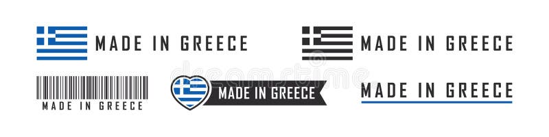 Made in Greece Logo or Labels. Greece Product Emblems Stock Vector ...