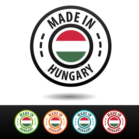 Made in Hungary Badges with Flag Stock Illustration - Illustration of ...