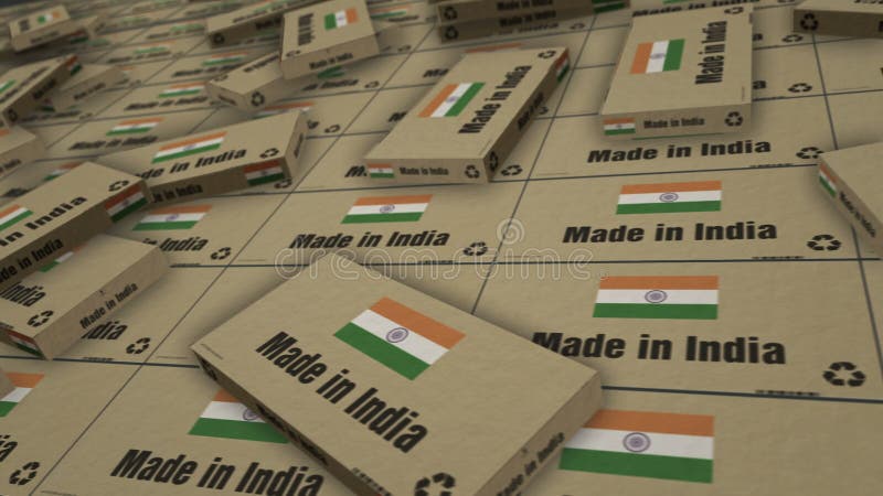 Made in India Box Pack Production Loopable Seamless Stock Footage - Video of india, cargo: 320592490