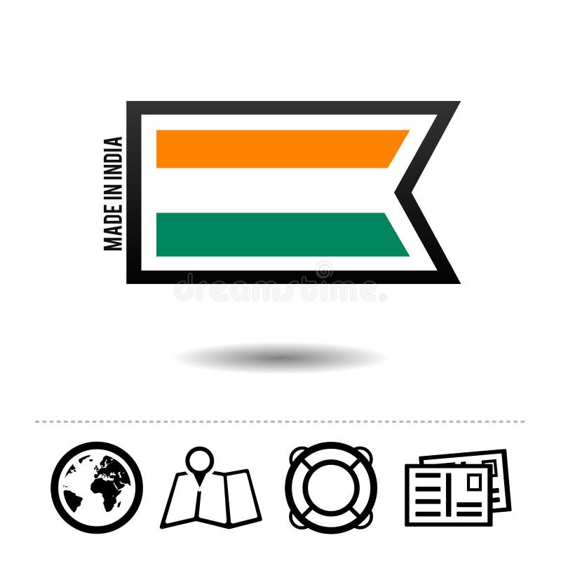 Made in India Flag with Travel Icons Stock Illustration - Illustration ...