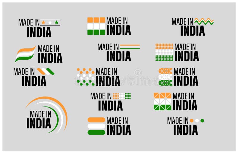 Made in India Graphic and Label Set Stock Vector - Illustration of ...
