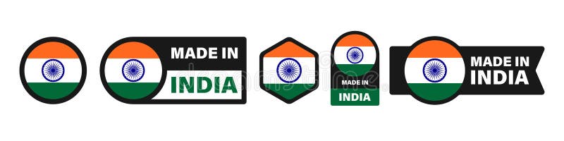 Made in India icons set. stock illustration. Illustration of label - 386281387