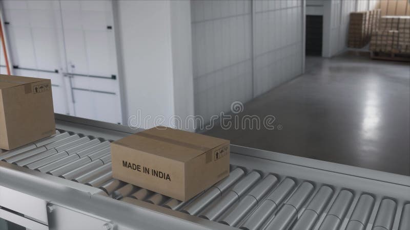 Made in INDIA Import and Export Concept. Cardboard Boxes with Product ...