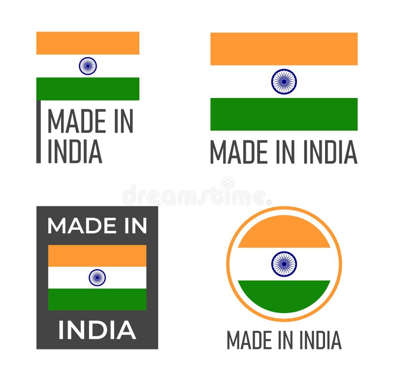 Made in India Labels Set, Republic of India Product Emblem Stock Vector ...
