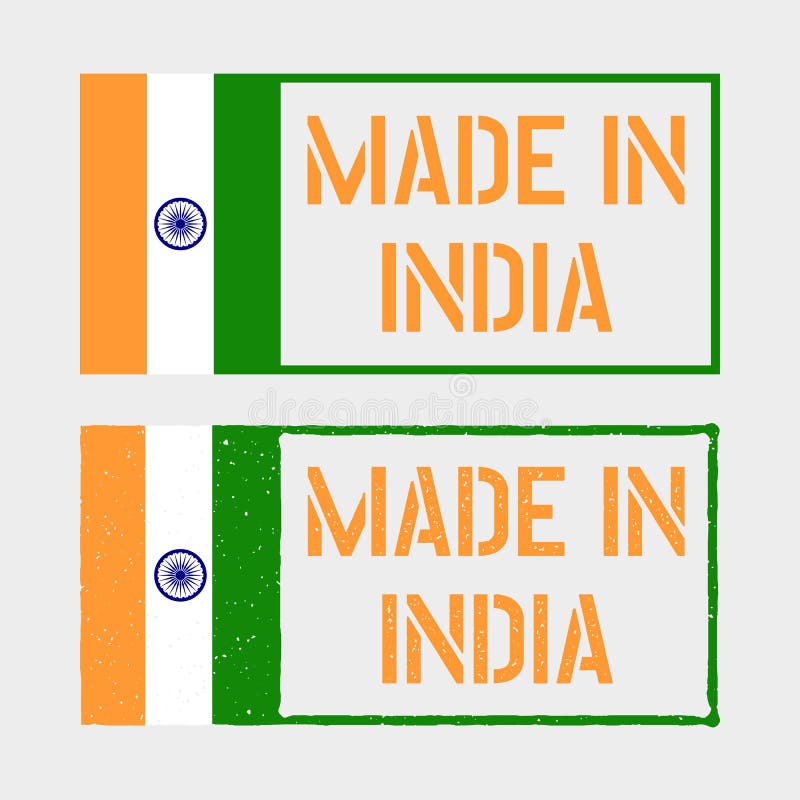Box with India Flag Icon Set, Cardboard Delivery Package Made in India ...