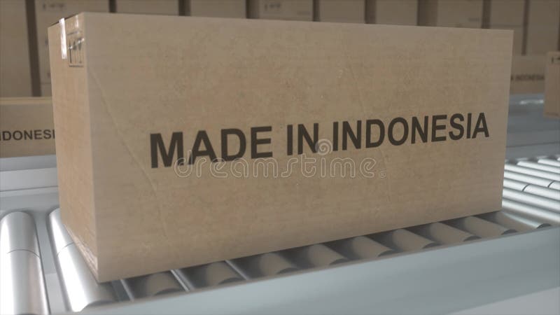 Made in INDONESIA Import and Export Concept. Cardboard Boxes with ...