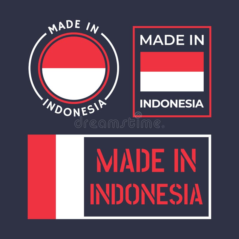 Made in Indonesia Labels Set, Republic of Indonesia Product Emblem ...