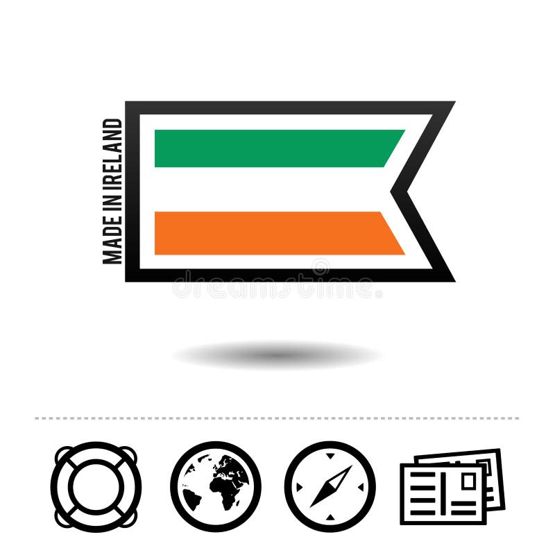 Made in Ireland Flag with Travel Icons. Eps10 Vector Stock Vector ...