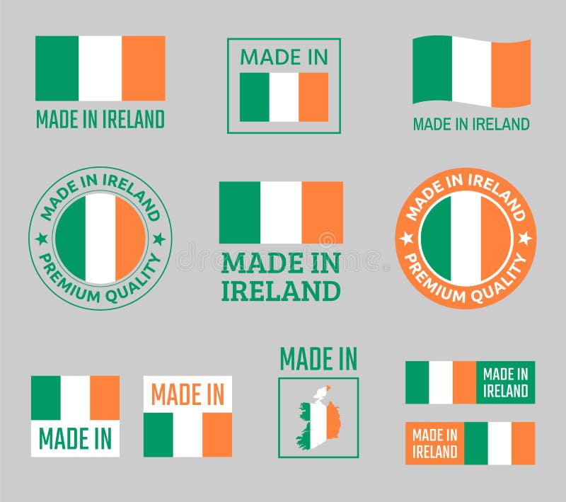 Made in Ireland Icon Set, Product Labels of Republic of Ireland Stock ...