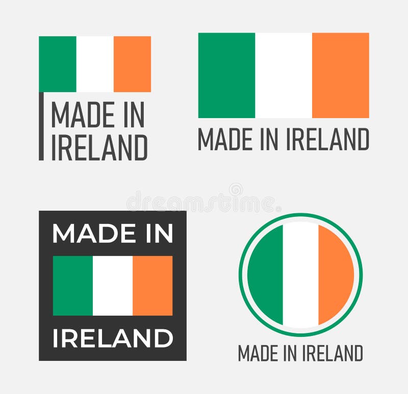 Made in Ireland Labels Set, Republic of Ireland Product Emblem Stock ...