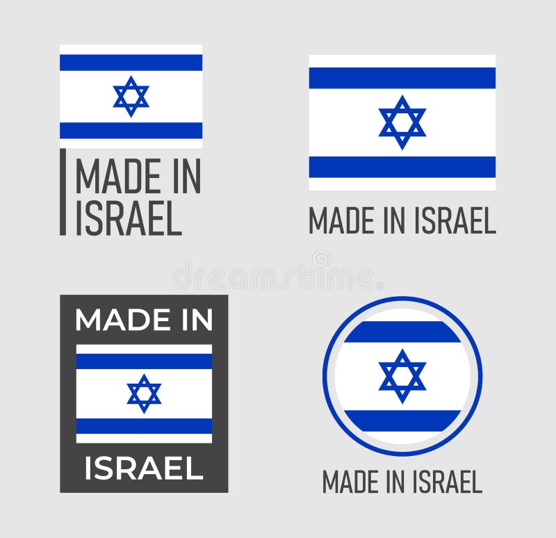 Made in Israel Labels Set, Made in State of Israel Product Emblem Stock ...